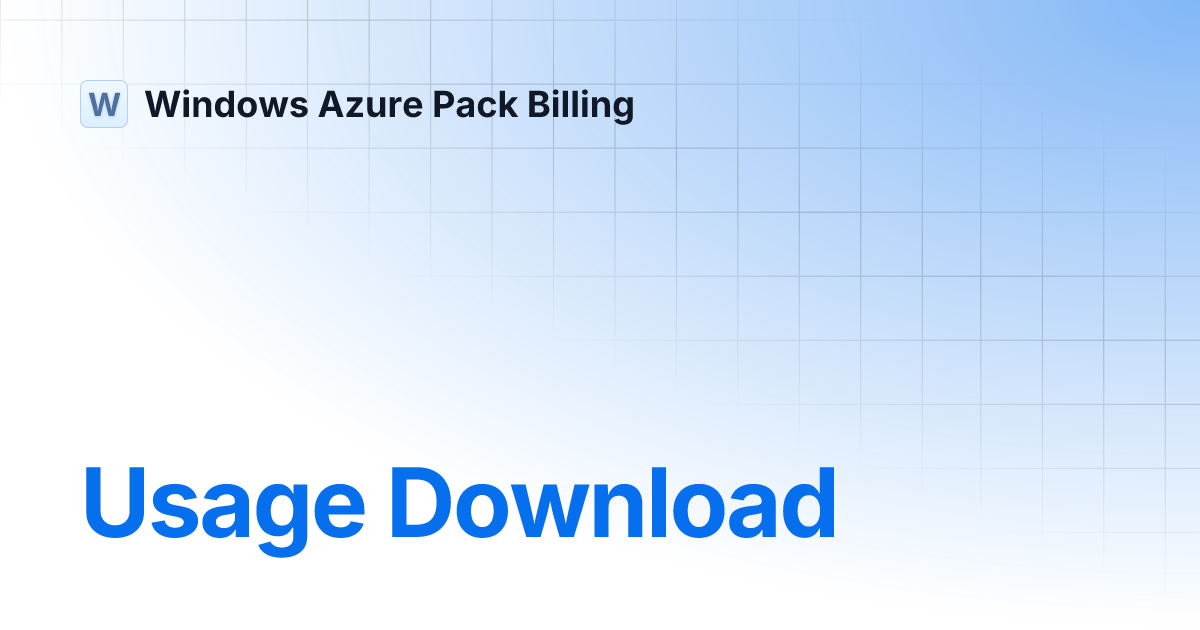 Usage Download | Windows Azure Pack Billing